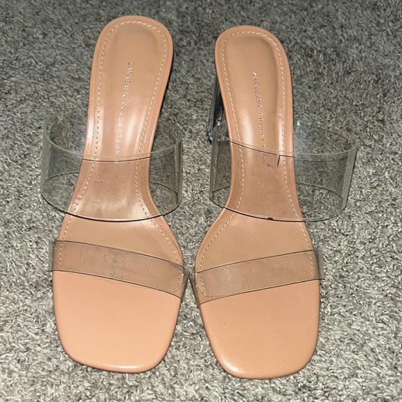 Zara | Shoes | Nude 4 Inch Heals With Clear Straps | Poshmark